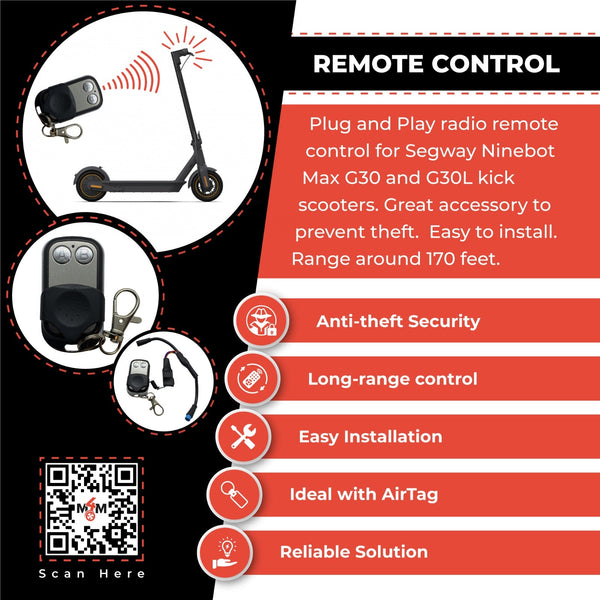 Remote Control (ON/OFF) for Segway Max G30, G30P, G30L, F40, F30, F25 ...